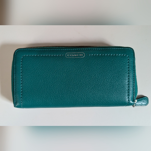 Coach | Bags | Coach Ziparound Accordion Wallet Teal | Poshmark